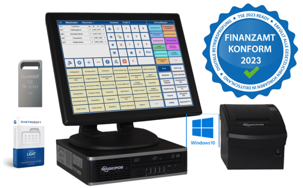 Einzelhandel Kassensystem 2023 TSE Ultra Slim Computerkasse 15 Zoll Touch einfacher Umstieg von ...